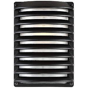 John Timberland Black Grid Modern Industrial Outdoor Wall Light Fixture 10" Frosted Glass Shade for Exterior Barn Deck House Porch Yard Patio Outside Garage Front Door Garden Home Roof Lawn