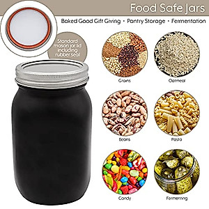 Darware Farmhouse Black Mason Jars (Set of 2); Home Decor and Storage Wide Mouth Decorative Wide Mouth Mason Jars, Black-Painted