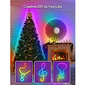 Lucienstar Neon Rope Lights, 10ft/3m RGB+IC Neon Light with Music Sync Smart App, 16 Million DIY Colors, Works with Alexa, Google Assistant, LED Strip Lights for Bedroom, Living Room, Gaming Room