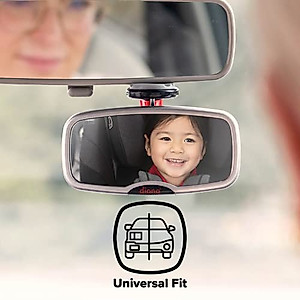 Diono See Me Too Rear View Forward Facing Baby Mirror for Car, Fully Adjustable Driver Mirror with Wide Crystal Clear View, Shatterproof, Crash Tested