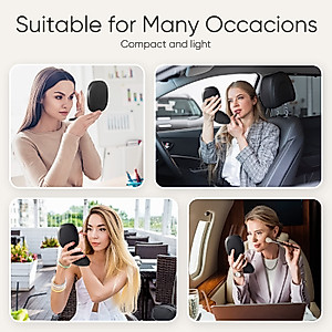 KEDSUM Lighted Travel Makeup Mirror, 1X/10X Magnifying Compact Mirror with Rechargeable LED Lights, Dimmable Double Sided Folding Mirror, Portable, Large, Daylight, USB Charging (Black)