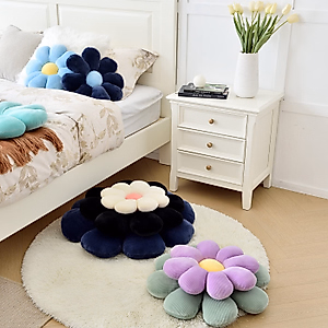 Sioloc Flower Shaped Throw Pillow Butt Cushion, Floor Pillow,Seating Cushion,Cute Room Decor & Plush Pillow for Bedroom Sofa Chair(White,15.7'')