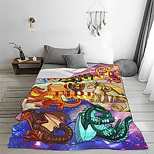 Sdyiohk Fantasy Novel Fire Dragon Cartoon Blanket – Personalized Print Throw Blanket – Cozy Soft Blanket for Provide Warm – 30"X40"