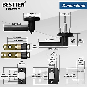 BESTTEN Heavy Duty Matte Black Entry Door Lever with Removable Latch Plate, All Metal Round Door Handle, Exterior Interior Entry Locks, Commercial and Residential, Vienna Series
