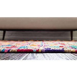 Unique Loom Chindi Trellis Collection Southwestern, Geometric, Modern, Bright Colors Area Rug (5' 0 x 8' 0 Rectangular, Multi/Beige)