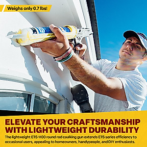 Dripless ETS1100 Lightweight Composite Caulking Gun | DIY Grade Caulk Gun | 10 oz Cartridge Capacity | Full Time Dripless Function and Revolving Frame | 10:1 Thrust Ratio
