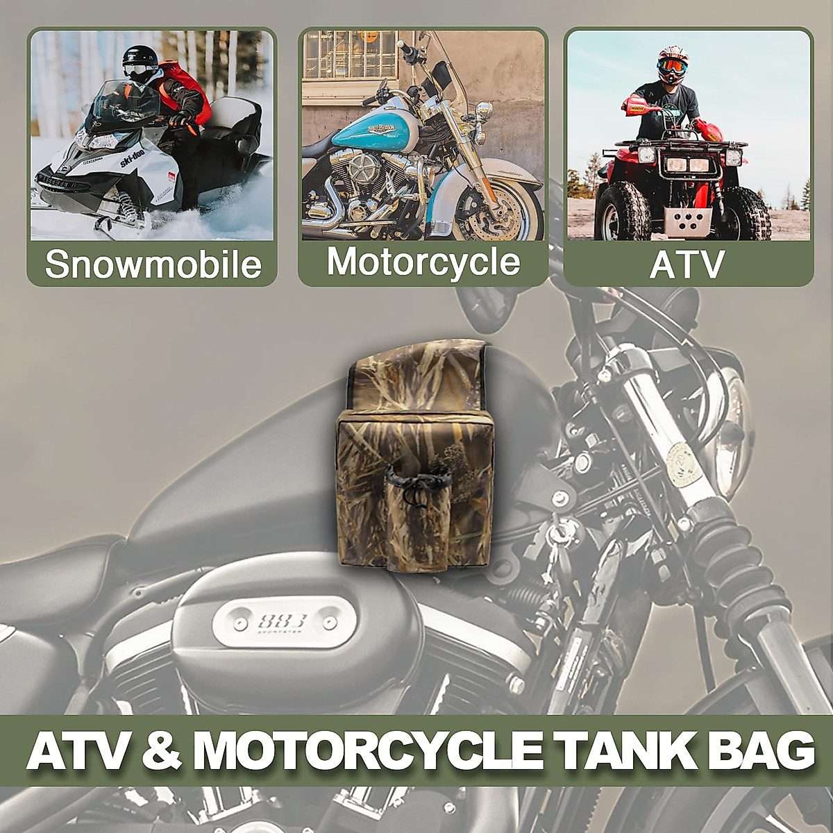 SUHU ATV Saddle Bags ATV Tank Bags Motorcycle Tank Bags Waterproof Cargo Pocket Tank Storage Bags for ATV UTV Snowmobile 4 Wheeler Motorcycle Bicycle Accessories