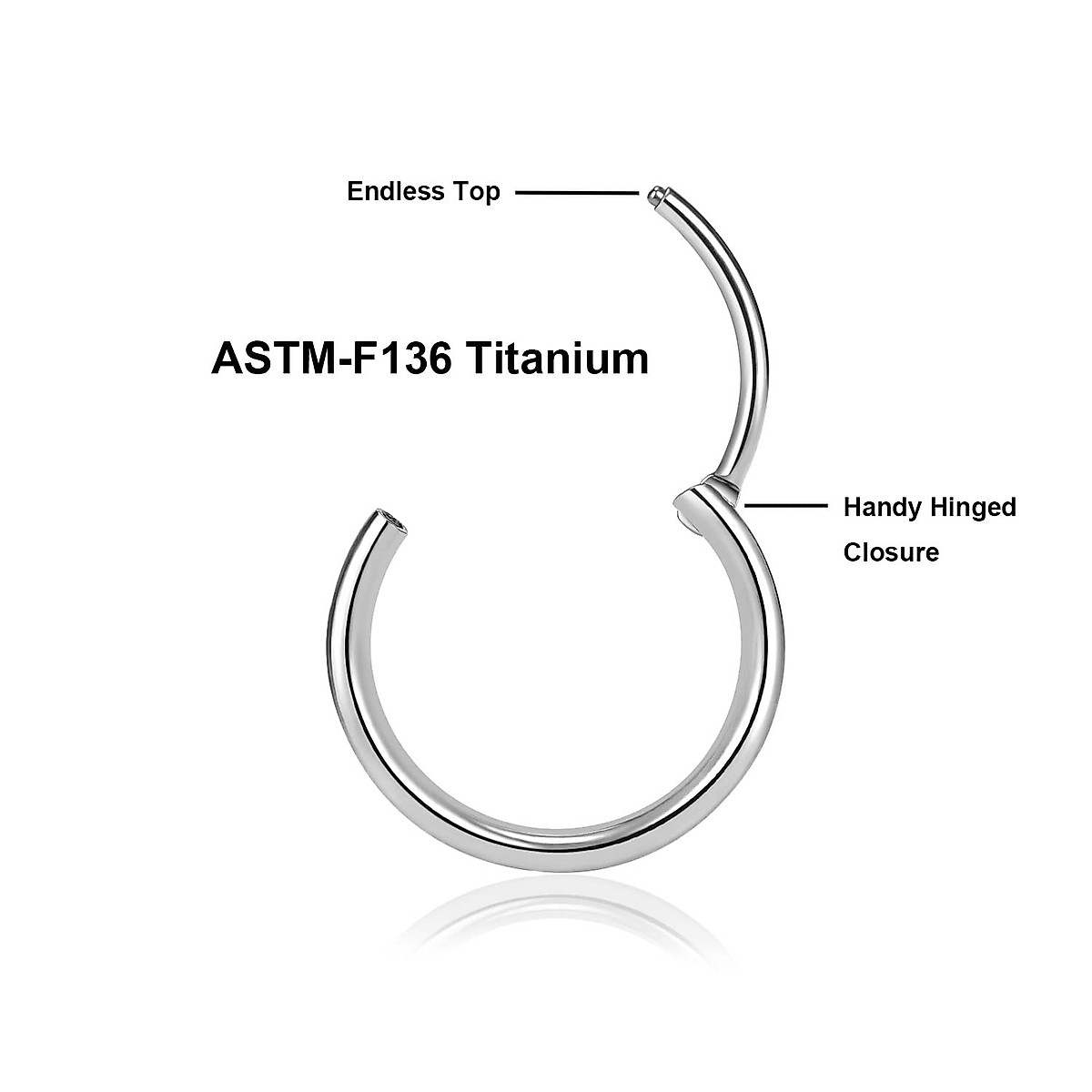 LovePiercing ASTM-F136 titanium earrings small hoop earrings for women septum rings nose rings 20G Silver(20G 14MM)
