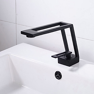 Modern Black Bathroom Sink Faucet: Single Hole Bathroom Faucet Matte Black - Unique Contemporary Vanity Faucets SHUNLI