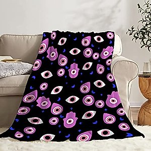 Todeyya Evil Eyes Blanket-​Super Soft Flannel Fleece Blanket, Lightweight Microfiber Cozy Plush Blanket for Couch Sofa Gifts L 80x60 in for Adults