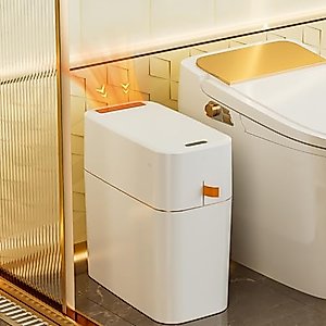 YEEFIGRO Automatic Trash Can, Bathroom Trash Cans 15 Liter / 4 Gallon Slim Smart Trash Bin with Lid, Touchless Rechargeable Garbage Can, Waterproof Trash Can for Office, Bedroom, Living Room