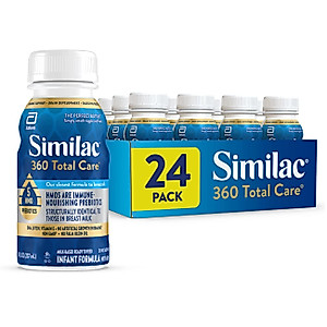 Similac 360 Total Care Infant Formula, with 5 HMO Prebiotics, Our Closest Formula to Breast Milk, Non-GMO, Baby Formula, Ready-to-Feed, 8 Fl Oz (Pack of 24)