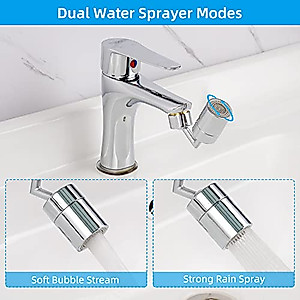 720 Degree Faucet Extender 720° Swivel Sink Female Faucet Aerator with Male Adapter, Faucet Sprayer Attachment Can be Used as Eyewash Station, 55/64”-27UNS Female Swivel Faucet Aerator