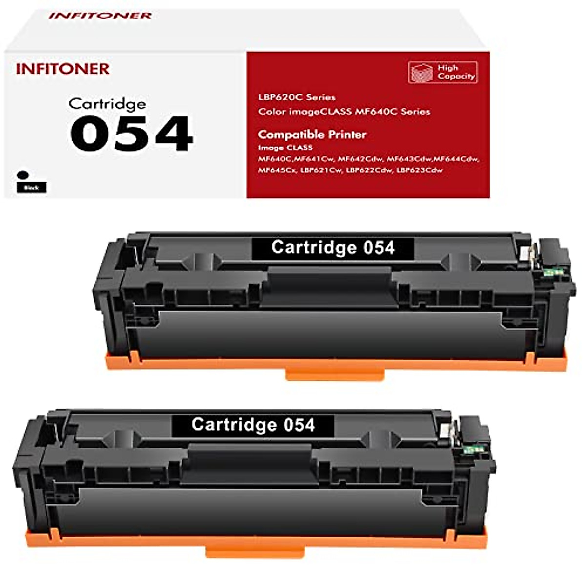 054 054H Black Toner 2-Pack Compatible Replacement for Canon 054 CRG054 Color ImageCLASS MF642Cdw MF644Cdw MF641Cw LBP622Cdw MF642 MF644 Printer Ink