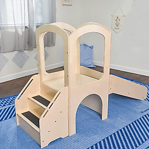 Children's Factory-ANG1617 Toddler Loft Set, Kids Indoor Play Equipment, Sliding/Climbing/Crawling Toys for Preschool/Daycare/Playroom, Wooden Classroom Furniture