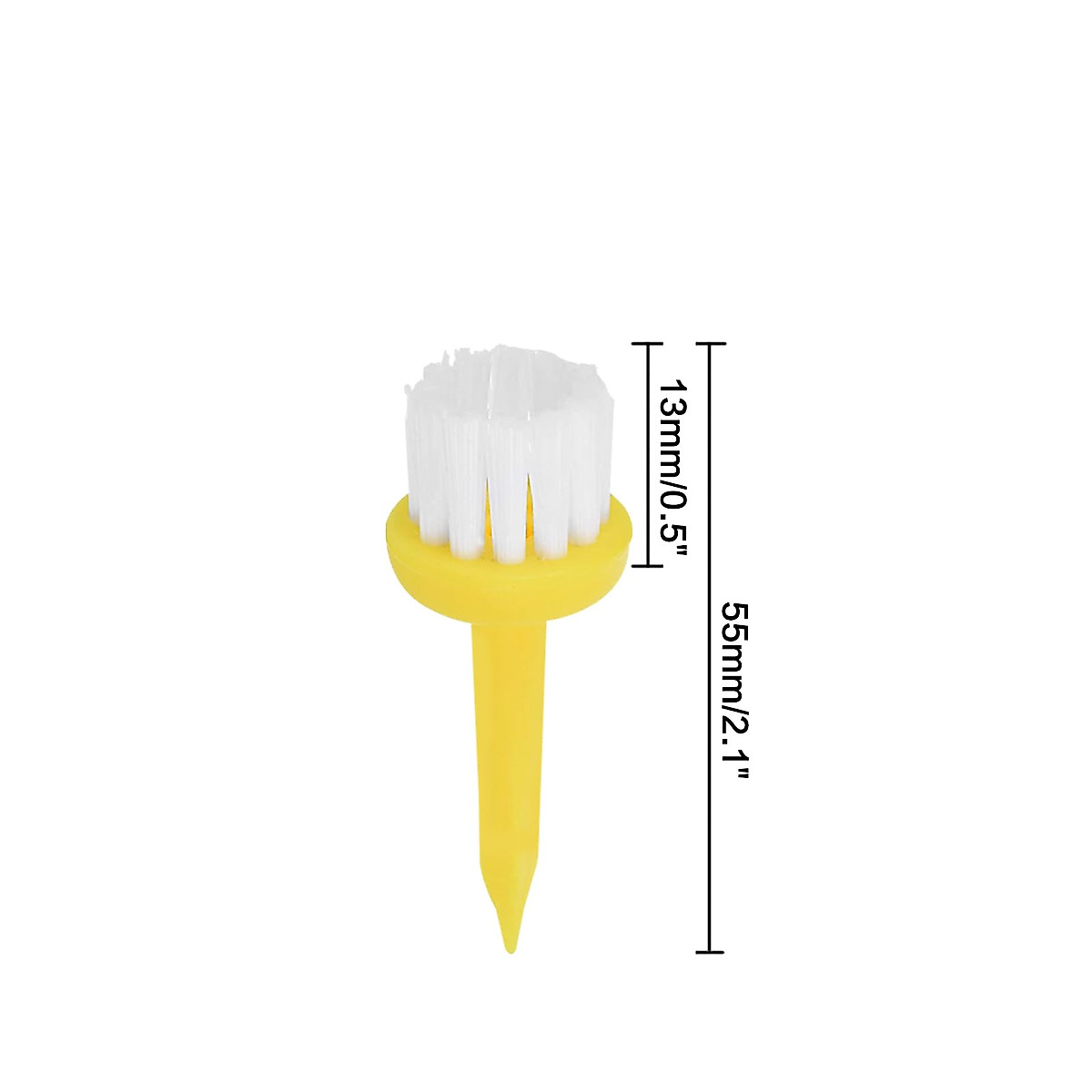 FINGER TEN Brush Golf Tees Type Plastic Unbreakable 2 inch 6 Pack Low Resistance More Distance Consistent Height Driver Training Tee Yellow for Men Women (6 Pack-2 inch)