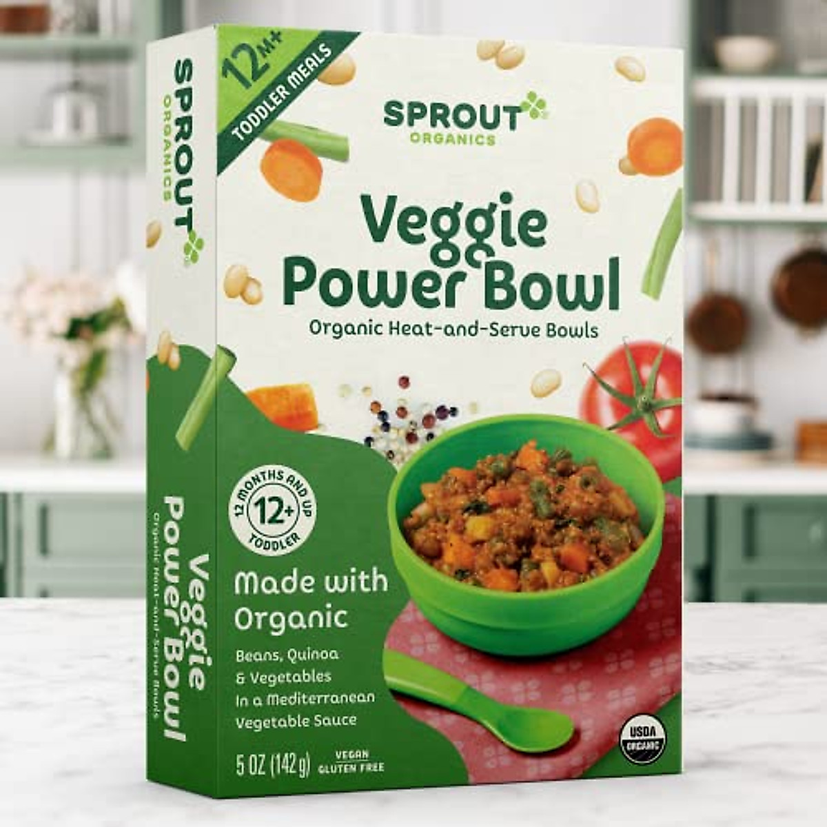 Sprout Organic Baby Food, Toddler Meals, Mediterranean Veggie Power Bowl with Beans & Quinoa, 5 Oz Bowl (8 Count)