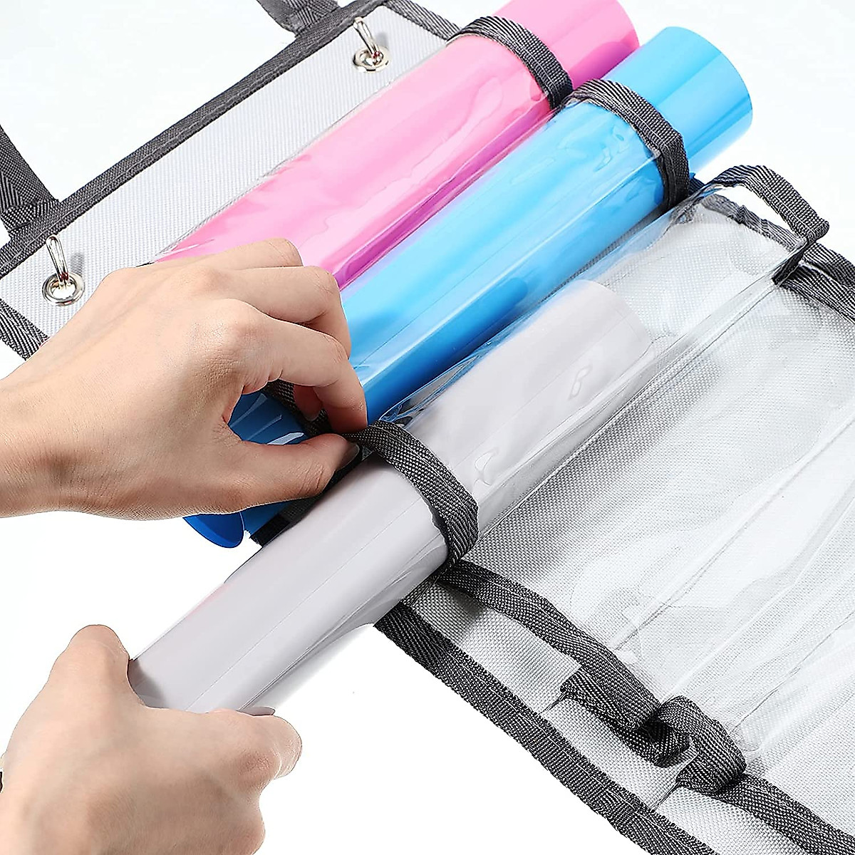 LA QUEENIE Vinyl Rolls Storage Organizer,Vinyl Storage Rack with 24 Roll Compartments,Wall Mount Vinyl Holder Bag for Craft Room,Door,Closet,Wrapping Paper