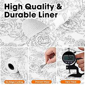 Gopas Drawer and Shelf Liner for Kitchen Cabinets Non-Adhesive, Non-Slip Cabinet Liner Shelf Paper Strong Grip Waterproof Easy to Clean for Kitchen Shelves Cupboard, Flower,12IN X 10FT