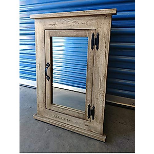 Mission Recessed Medicine Cabinet/White Washed/Solid Wood & Handmade