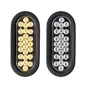 LEDVILLAGE 6 Inch Oval Clear Lens Amber Trailer Marker Lights 24 LED Turn Parking Signal Lamp SMD Plug & Rubber 3-Wire for Trailer Truck RV Pickup Van 12v DC (2 Pcs)