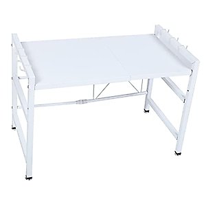 DOITOOL 1 PC Telescopic Shelf White Storage Shelf Racks for Storage Shelves Kickstand Bathroom Storage Stand Kitchenware Storage Holder Retractable Shelf Toiletries Desktop White Iron