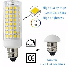 yjyuan E11 LED, All-New (102LEDs) E11 Led Bulbs, 8W, 75W 100W Halogen Bulbs Replacement,850 lumens, JD T3T4 E11 Mini Candelabra Base 110V 120V 130 Voltage Input, CRI>80, Pack of 4 (Daylight 6000K)