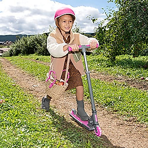 Jetson Scooters - Leo Kick Scooter (Pink) - Collapsible Portable Kids Push Scooter - Lightweight Folding Design with High Visibility RGB Light Up LEDs Wheels and Adjustable Height Handlebars