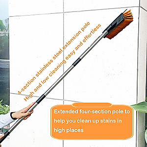 Outdoor Push Broom Heavy Duty Scrub Brush with Long Handle Commercial Broom Stiff Bristles Brush for Cleaning Porch, Sidewalk, Steps, Driveway
