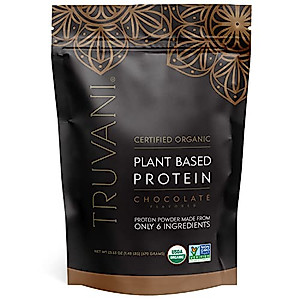 Truvani Organic Vegan Protein Powder Chocolate - 670g of Plant Based Protein, Organic Protein Powder, Pea Protein for Women and Men, Vegan, Non GMO, Gluten Free, Dairy Free