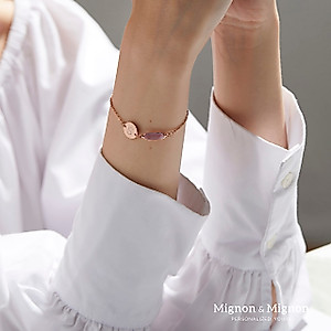 MignonandMignon Personalized Initial Birthstone Bracelet Friendship Birthday Gift For Her Gold Jewelry - 2HCBR-LBS