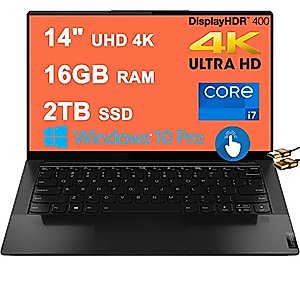 Lenovo IdeaPad Slim 9i 14 Business Laptop 14" UHD 4K Touchscreen (500nits, DisplayHDR 400) 11th Gen Intel Quad-core i7-1165G7 16GB RAM 2TB SSD Fingerprint Backlit Thunderbolt Win10Pro + HDMI Cable