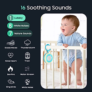 Portable Sound Machine for Baby Sleeping, Travel White Noise Machine with Night Light