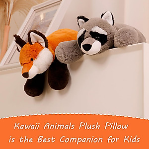 ELAINREN Lifelike Brown Raccoon Stuffed Animal Furry Coon Plush Toy Pillow Super Soft Zoo Raccoon Plushies Doll Gifts/23.6''