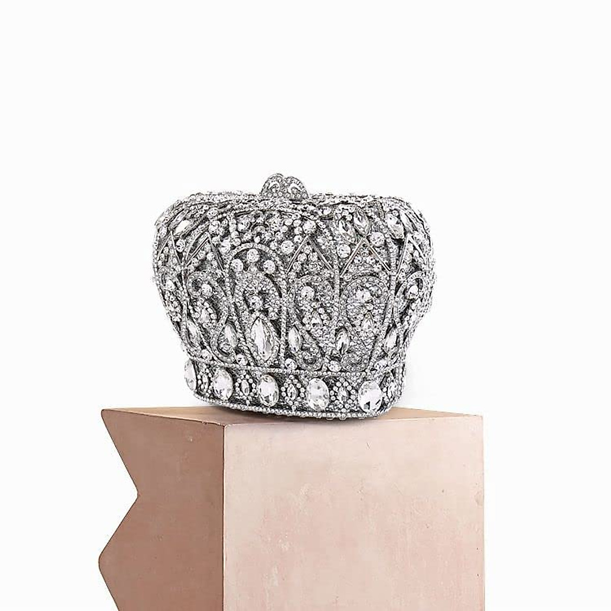 DEBIMY Crown Clutch Purse for Women Glittering Rhinestone Crystal Evening Bag Handbags Wedding Party Shoulder Bag, Gold