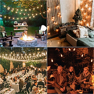 OOOLED Solar String Lights Outdoor Waterproof 100FT with Remote, 52 LED Shatterproof ST38 Vintage Edison Bulbs, 3 Light Modes, Dimmable& Timable Hanging Lights for Outside Backyard