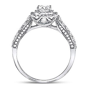Jewels By Lux 14K White Gold Princess Diamond Solitaire Bridal Wedding Engagement Ring 1 Cttw