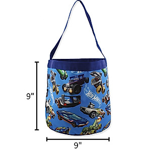 Hot Wheels Collapsible Nylon Basket Bucket Tote Bag (One Size, Blue)