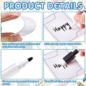 50 Pieces Multifunctional Tokens Reusable Cards Erasable Index Cards Dry Erase Cards White Blank Flash Cards with 5 Pcs Black Marker Pens for Playing Games, School, Office, Housework