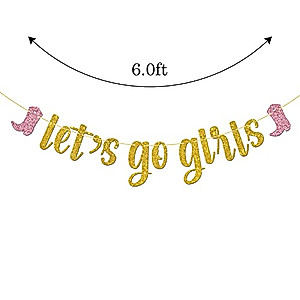 Belrew Let's Go Girls Banner, Western Cowgirl Birthday Wedding Party Decor, Bachelorette Party Decorations, Glittery Gold