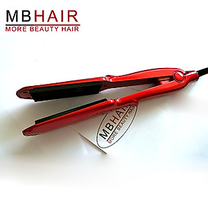 MBHAIR Ceramic Crimper Iron for Fluffy Hairstyle Curling Iron, Corrugation Crimper Hair Irons, Anti Static Ceramic Hair Crimping Iron Adjust Temperature (Red)