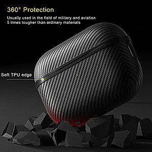 memumi Aramid Fiber Case for Airpods Pro 2 2022, Sturdy Durable Aramid with Hybrid TPU Soft Material Shockproof Protective Cover for Airpods Pro 2nd Generation Carbon Fiber Case 600D Black