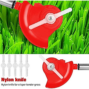 Electric Cordless Weed Wacker,24V 2Ah Battery Powered Weed Eater with 2 Batteries and 3 Types Blades,Lightweight and Powerful String Trimmer for Yard and Garden(RED)