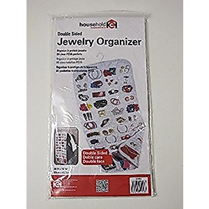 Household Essentials 01943 Hanging Jewelry Organizer - 80-Pockets for Necklaces, Bracelets, and Accessories - White Vinyl