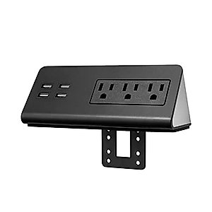 Kable Kontrol Desk Clamp Power Strip with 4 USB Ports, Desk Edge Power Charging Station, 3 Power Outlets, Fast Charger, Easy Installation for Home, Offices, Hotels – 4.9 Ft, Black