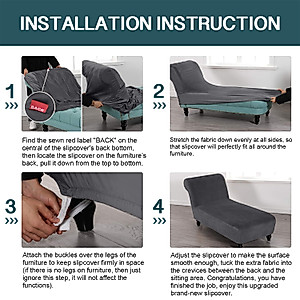 FantasDecor Chaise Lounge Velvet Luxury Covers for Living Room Indoor Stretch Slipcover for Chaise Lounge Ultra Soft Machine Washable, Grey