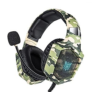 Gaming Headset with Microphone, Gaming Headphones for PS4 PS5 Xbox One PC with LED Lights, Playstation Headset with Noise Reduction 7.1 Surround Sound Over-Ear and Wired 3.5mm Jack (Red)