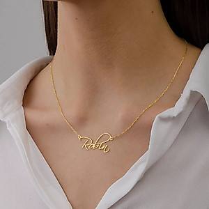 Yopicks Custom Name Necklace Personalized, 18K Gold Plated Sterling Silver Name Necklace for Women Gift