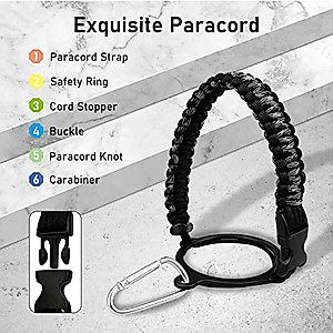 XccMe Kids Stainless Steel Water Bottle,16oz Kids water bottle for School,Insulated Kids Thermos with Straw Lid,Silicone Boot,16 Personalize Dinosaur Stickers and Paracord Handle(Black)