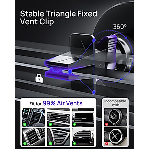 Eazpower MagSafe Car Mount Charger, Wireless Car Charger Compatible with iPhone 15/14/13/12 Pro Max, MagSafe Case, Magnetic Car Phone Holder Mount Fast Charging for Dashboard/Air Vent/Windshield